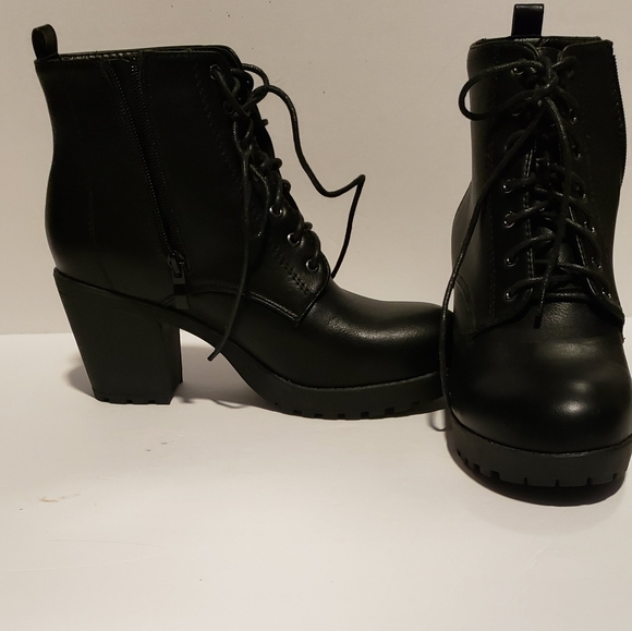 TOP Moda | Shoes | Top Moda Sleek Black Laceup Heeled Boots | Poshmark